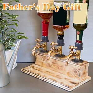 Fathers Day Faucet Shape Liquor Dispenser, Daddy Favorite Whiskey Alcohol Wine Wood Dispenser for Home Bar Dinner Party Restaurant, Dad Papa Boyfriend Husband Gift