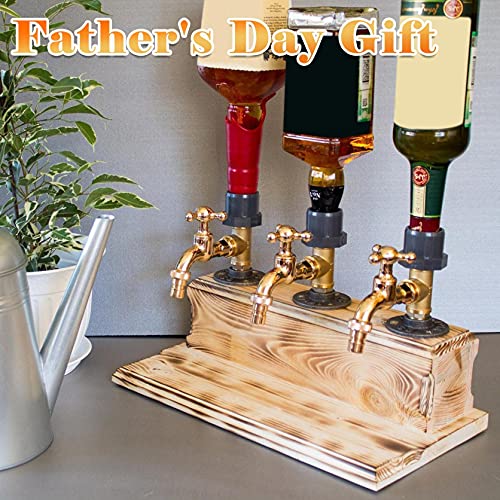 Fathers Day Faucet Shape Liquor Dispenser, Daddy Favorite Whiskey Alcohol Wine Wood Dispenser for Home Bar Dinner Party Restaurant, Dad Papa Boyfriend Husband Gift