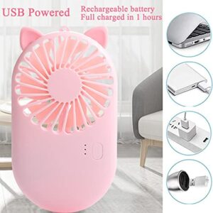 Aeergured 2 Pack Handheld Fan Mini Fan, Speed Adjustable USB Rechargeable Eyelash Fan Powerful Small Personal Portable Fan for Kids Woman Men Home Office Outdoor Travel