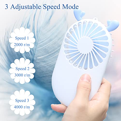 Aeergured 2 Pack Handheld Fan Mini Fan, Speed Adjustable USB Rechargeable Eyelash Fan Powerful Small Personal Portable Fan for Kids Woman Men Home Office Outdoor Travel