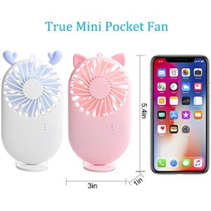 Aeergured 2 Pack Handheld Fan Mini Fan, Speed Adjustable USB Rechargeable Eyelash Fan Powerful Small Personal Portable Fan for Kids Woman Men Home Office Outdoor Travel