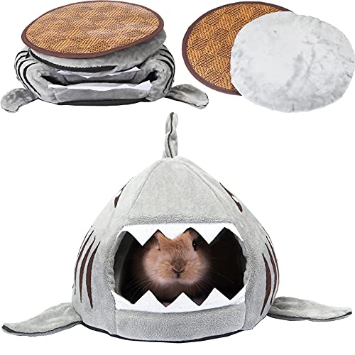 Jetec Gray Shark Guinea Pig Bed Guinea Pig Hideout Guinea Pig House Animals Bed Warm Small Hamster nest mat with Small Animal Sleeping mat Cushions Dutch Pig Hamster Hedgehog Rat Chinchilla (Gray)