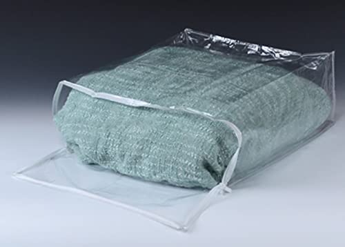 Clear Vinyl Plastic Zippered Blanket Storage Pouch Bags for Throws, Blankets, Quilts - 15 x 6 x 18 Inches 4-Pack Set of Clear Organizer Bags