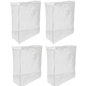 Clear Vinyl Plastic Zippered Blanket Storage Pouch Bags for Throws, Blankets, Quilts - 15 x 6 x 18 Inches 4-Pack Set of Clear Organizer Bags