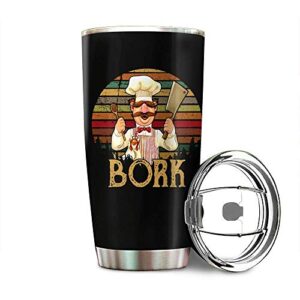 tim rogerson swedish chef bork vintage stainless steel tumbler 20oz & 30oz travel mug