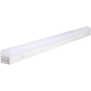 Satco [65/701] (1 Pack) 4' Linear Strip White Finish; (Strip Fixture) CCT Selector in Multiple Color Temperatures (3500K/4000K/5000K) for use at Home, Office, Buildings, Constructions, Hotels