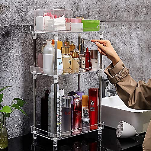 Bathroom Organizer Countertop,3-Tier Vanity Tray Shelf Cosmetic Organizer Perfume Skincare Stanading Counter Shelf,Multi-Functional Acrylic Organizer Bathroom Tray