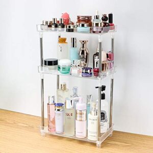 Bathroom Organizer Countertop,3-Tier Vanity Tray Shelf Cosmetic Organizer Perfume Skincare Stanading Counter Shelf,Multi-Functional Acrylic Organizer Bathroom Tray