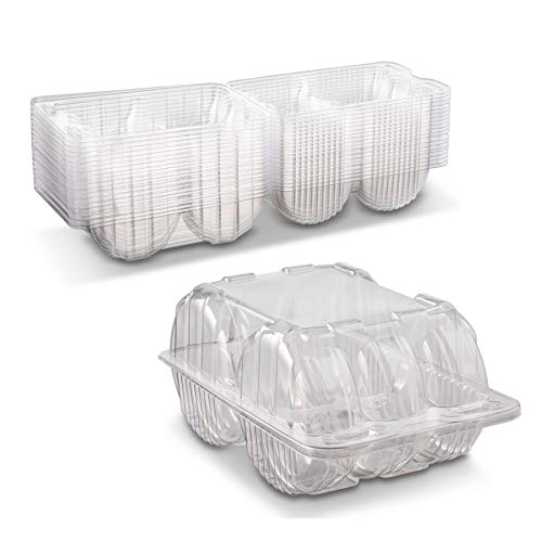 MT Products Clear Plastic Containers 6 Donut or 12 Cookie Container with Barlock Closure and Hinged Lid for Optimal Freshness (20 Pieces) - Made in the USA