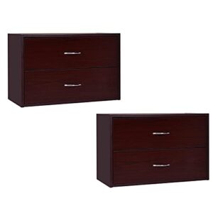 giantex 2-drawer dresser retro stackable storage cabinet with handles, smooth slide rail, storage closet cube for home&office use, multifunctional nightstand sofa beside table drawer chest (2, brown)