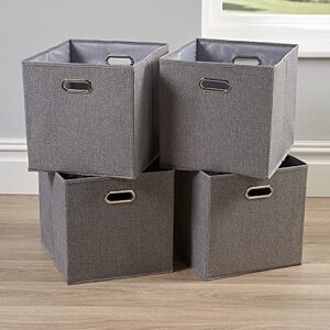 Home Source Grey Linen Storage Cube 4pc