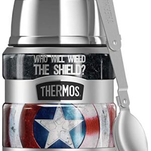 THERMOS Marvel - The Falcon And The Winter Soldier, Captain America Shield, Wield The Shield STAINLESS KING Stainless Steel Food Jar with Folding Spoon, Vacuum insulated & Double Wall, 16oz