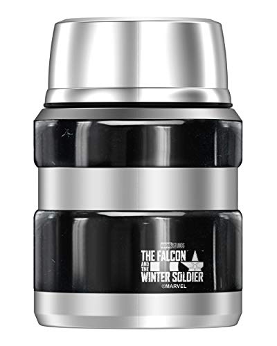 THERMOS Marvel - The Falcon And The Winter Soldier, Captain America Shield, Wield The Shield STAINLESS KING Stainless Steel Food Jar with Folding Spoon, Vacuum insulated & Double Wall, 16oz