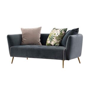 Acanva Dark Blue Modern Velvet Fabric Sofa for Living Room Bedroom, Solid Metal Legs, 68" W Loveseat