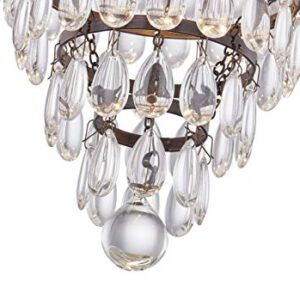 YaoKuem Semi Flush Mount Ceiling Light Fixture with K9 Crystal, 2-Light E12 Base, Metal Housing, Bulbs NOT Included