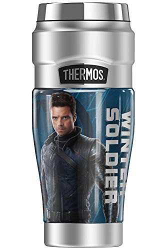 THERMOS Marvel - The Falcon And The Winter Soldier Winter Soldier Blue Pose STAINLESS KING Stainless Steel Travel Tumbler, Vacuum insulated & Double Wall, 16oz