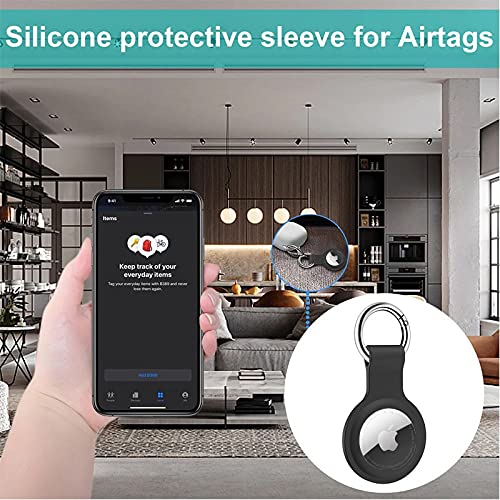 Apple AirTag Silicone Case, Protective Cover with Keychain Hook, Safety and Anti-Lost, Key Tracker Shockproof Protector Skin Cover