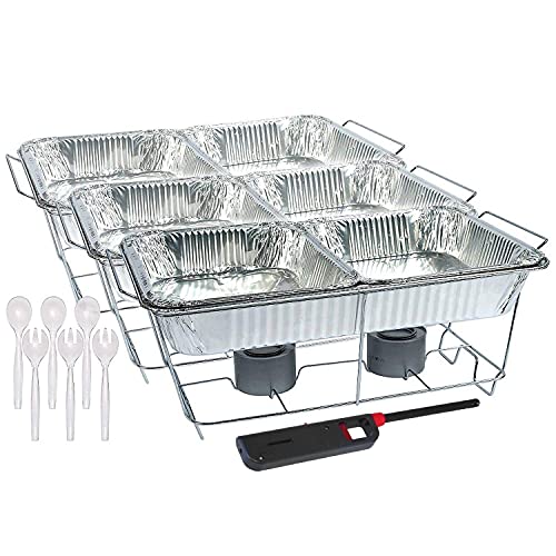 Nicole Fantini 24 Piece Party Serving Kit Includes Chafing Kits and Serving Utensils For All Types Of Parties And Events | Disposable Party Set With A Free Handy Lighter