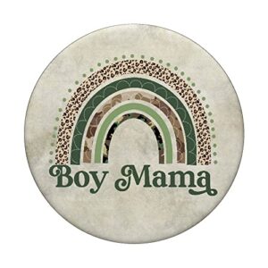 Boy Mama Cute Leopard Print Camo Rainbow Mothers Day Mom PopSockets Swappable PopGrip