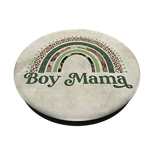 Boy Mama Cute Leopard Print Camo Rainbow Mothers Day Mom PopSockets Swappable PopGrip