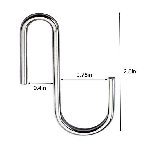 IDEALSV Stainless Steel S Hooks 30 Pcs Heavy Duty S Shaped Hooks Hanging Pan Pot Holder 2.4 Inch