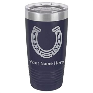 lasergram 20oz vacuum insulated tumbler mug, horseshoe plain, personalized engraving included (navy blue)