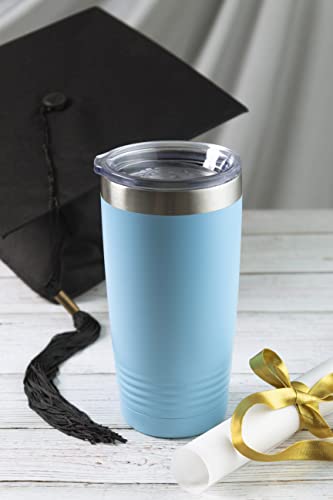 LaserGram 20oz Vacuum Insulated Tumbler Mug, Horseshoe Plain, Personalized Engraving Included (Navy Blue)