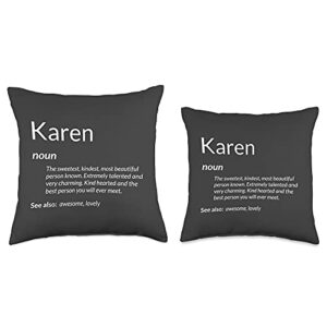 Fun Awesome Karen's Apparel Kind Hearted Funny Name Definition Karen Throw Pillow, 16x16, Multicolor