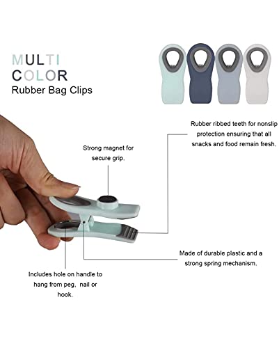 Gourmet Kitchen 10 Piece Bag Clips with Magnet, Food Clips, Chip Clips, Bag Clips for Food Storage with Air Tight Seal Grip, Snack Bags and Food Bags, Air Tight Gray Ombre