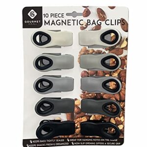 Gourmet Kitchen 10 Piece Bag Clips with Magnet, Food Clips, Chip Clips, Bag Clips for Food Storage with Air Tight Seal Grip, Snack Bags and Food Bags, Air Tight Gray Ombre