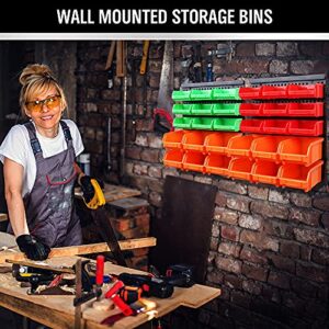 SWANLAKE 30PCS Wall Mounted Storage Bins, Plastic Garage Rack ,Screw Storage ,Tool Organizers.