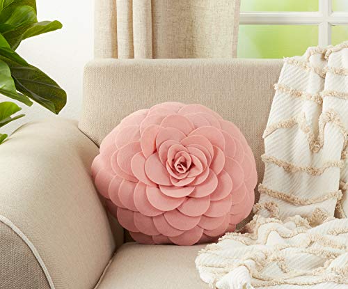 SARO LIFESTYLE Rose Flower Design Poly Filled Throw Pillow