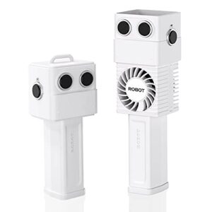 diesda kid robot handheld fan, color-change head robot toy - small handheld fan with 3 speed for desk, outdoors, hiking, camping, travel - white