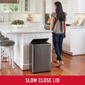 Rubbermaid Elite Stainless Steel Sensor Trash Can for Home and Kitchen, Batteries Included, 12.4 Gallon, Charcoal