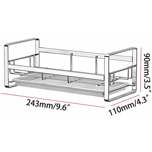 kaileyouxiangongsi Kitchen Countertop Dish Soap Holder, Sponge Organizer, Basket for Cleaning and Scrub Tool, Kitchen Sink Brush Caddy Holder,304 Stainless Steel Rust Proof, 9.64 x 4.33 x 3.54 inches