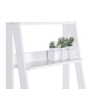 Madesa 5-Tier Ladder Shelf with Storage Space, Free Standing Bookshelf, Wood, 15" D x 24" W x 55" H – White