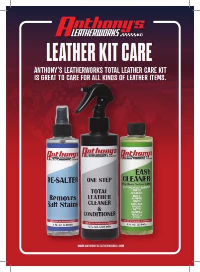 Anthony's Leatherworks Total Leather Care Kit for Motorcycle Leathers, Gloves, Purses, Shoes, Leather Furniture, Jackets & most other Leather items