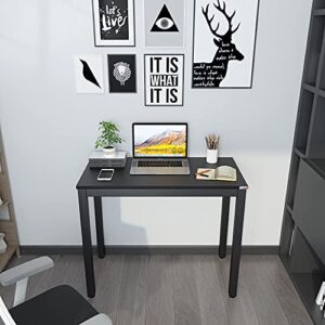 Need Small Laptop Desk for Small Space Computer Table (Black Walnut Color Desktop & Black Steel Frame) 36" Length Narrow Desk Study Table AC3CB(9045)