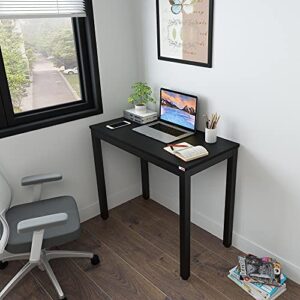 Need Small Laptop Desk for Small Space Computer Table (Black Walnut Color Desktop & Black Steel Frame) 36" Length Narrow Desk Study Table AC3CB(9045)