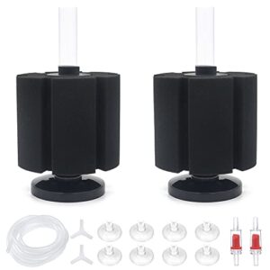 alegi 2 pcs large sponge filter kit with airline tubing, air pump valves, suction cups for 125 gallon tank