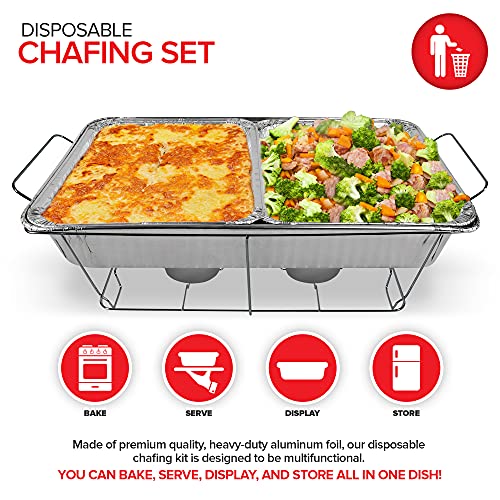 Chafing Dish Buffet Set Disposable - 21 x 13 (5 Pack) 9 x 13 (10 Pack) Aluminum Serving Trays, Catering Pans for Keeping Food Warm, Foil Chaffing Dishes for Buffets and Parties, Warming Tray