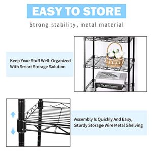 SUNLPH 5-Tier Wire Shelving Adjustable Shelves Unit Metal Storage Rack for Laundry Bathroom Kitchen Pantry Closet Organization (Black, 16.6" L x 11.4" W x 49.1" H)