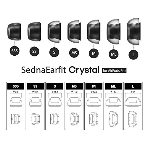 AZLA SednaEarfit Crystal for AirPods Pro 2nd & 1st Gen / 2 Pairs (Size MS)