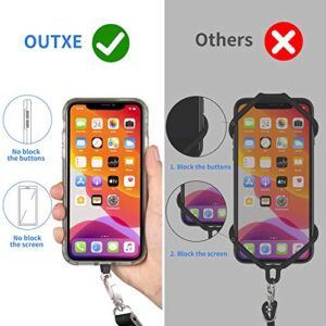 OUTXE Phone Lanyard- 2-Pack Adjustable Neck Strap, 4× Pad with Adhesive, Nylon Cell Phone Lanyard Compatible with All Smartphone