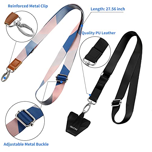 OUTXE Phone Lanyard- 2-Pack Adjustable Neck Strap, 4× Pad with Adhesive, Nylon Cell Phone Lanyard Compatible with All Smartphone