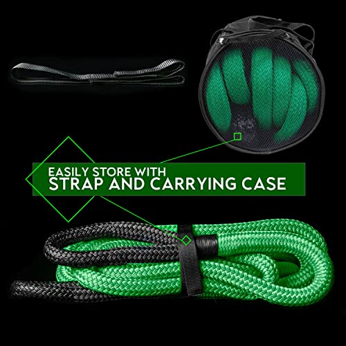 STREAL 1” x 30ft Recovery Tow Rope Kit - Kinetic Energy Offroading Strap - Heavy Duty (Strength of 36,000lbs) for Trucks Vehicle ATV UTV SUV - Includes 2 Soft Shackles and Storage Bag - 4Pcs