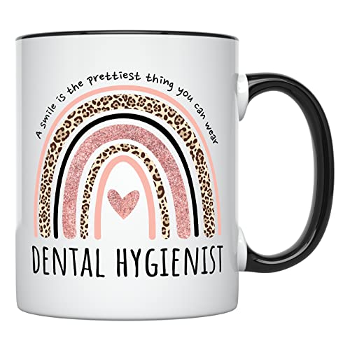 YouNique Dental Hygienists Mug, 11 Ounces, Registered Dental Hygienist Cup for Women, Dental Hygiene Coffee Mug (Black Handle)