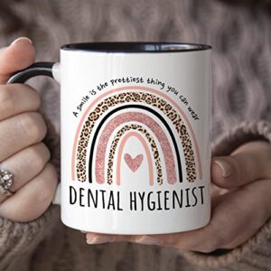 YouNique Dental Hygienists Mug, 11 Ounces, Registered Dental Hygienist Cup for Women, Dental Hygiene Coffee Mug (Black Handle)