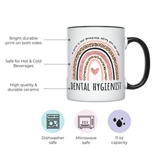 YouNique Dental Hygienists Mug, 11 Ounces, Registered Dental Hygienist Cup for Women, Dental Hygiene Coffee Mug (Black Handle)