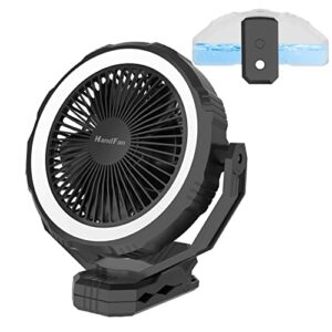 10000mah misting fan portable with detachable water tank 400ml, 8 inch powerful cool mist clip fan, battery operated rechargeable fan, 2 mister modes, sleep timer, led lights, for golf cart, outdoors